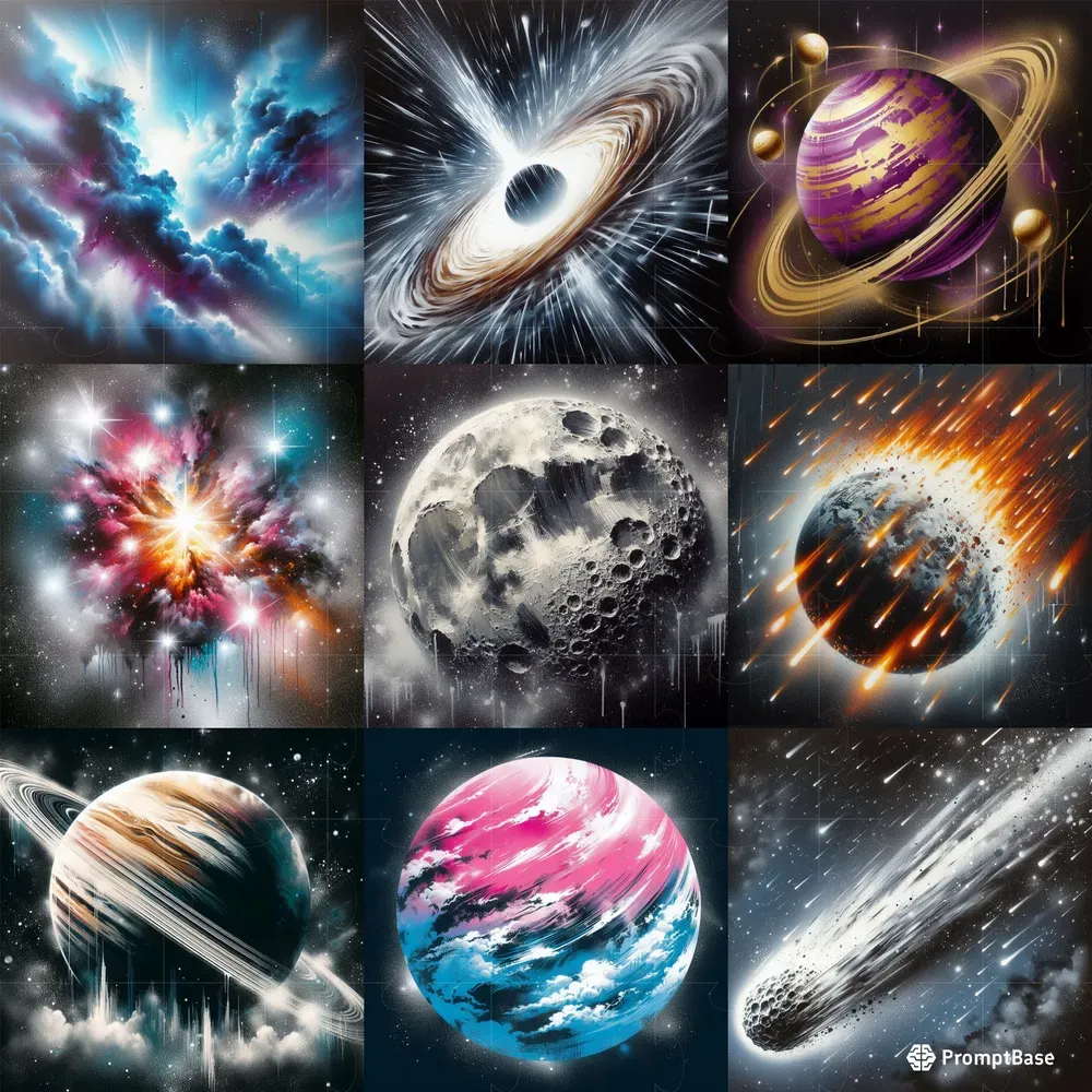 Realistic Cosmic Paintings By Sprays DALL·E Prompt | PromptBase