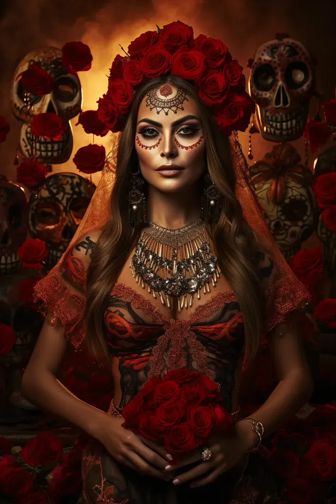 Day Of The Dead Portrait Photography Midjourney Prompt | PromptBase