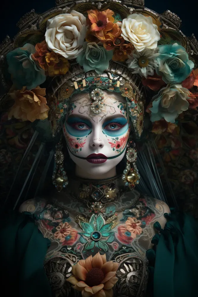 Day Of The Dead Portrait Photography Midjourney Prompt | PromptBase
