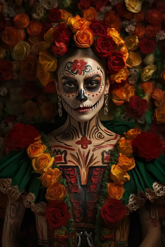 Day Of The Dead Portrait Photography Midjourney Prompt | PromptBase