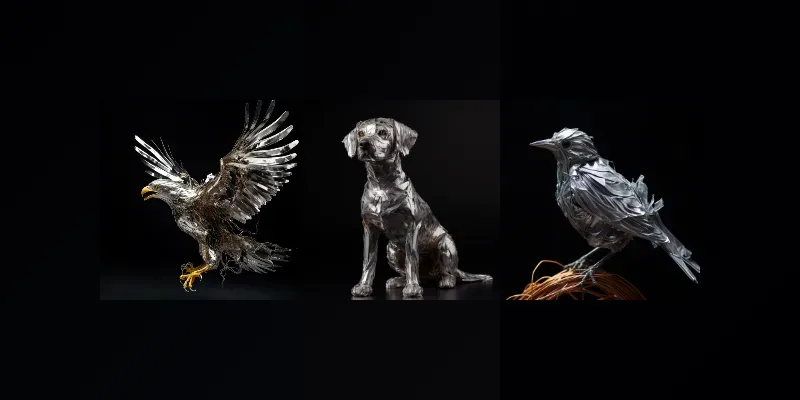 Aluminum Animal Sculptures Midjourney Prompt | PromptBase