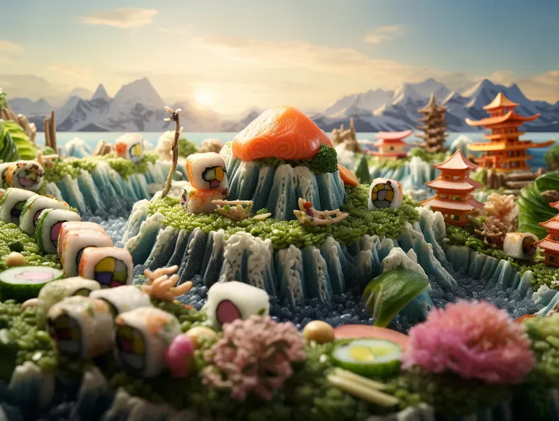 Amazing Food Landscapes Midjourney Prompt | PromptBase