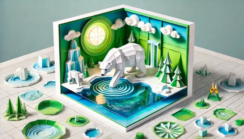 3D Paper Animal Scenes In Habitats DALL·E Prompt | PromptBase