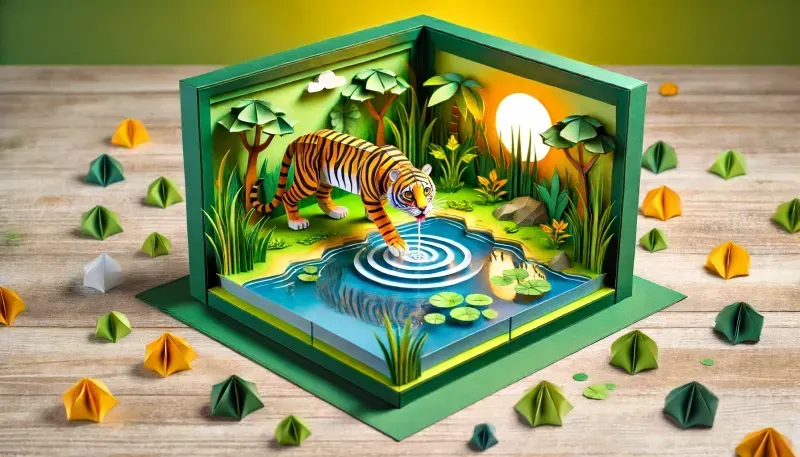 3D Paper Animal Scenes In Habitats DALL·E Prompt | PromptBase