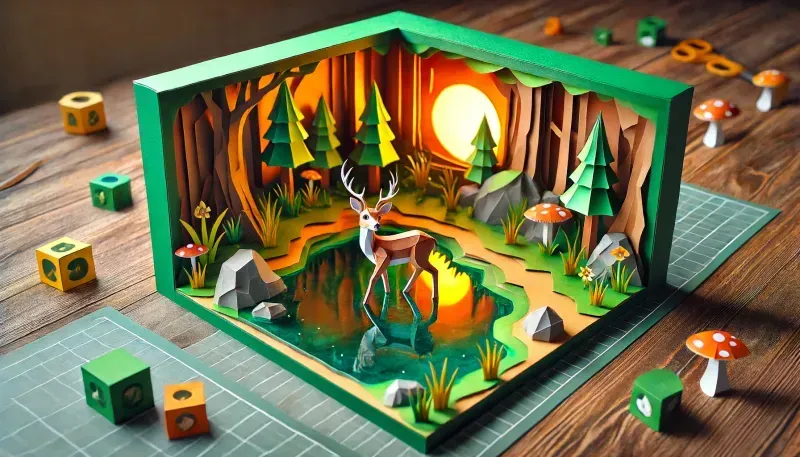 3D Paper Animal Scenes In Habitats DALL·E Prompt | PromptBase
