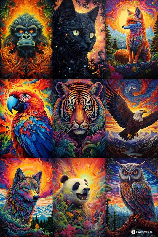 Psychedelic Animal Posters Midjourney Prompt | PromptBase