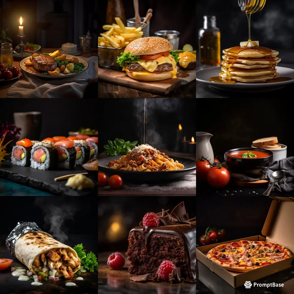 Hyper Realistic Foods Meals And Desserts Midjourney Prompt | PromptBase