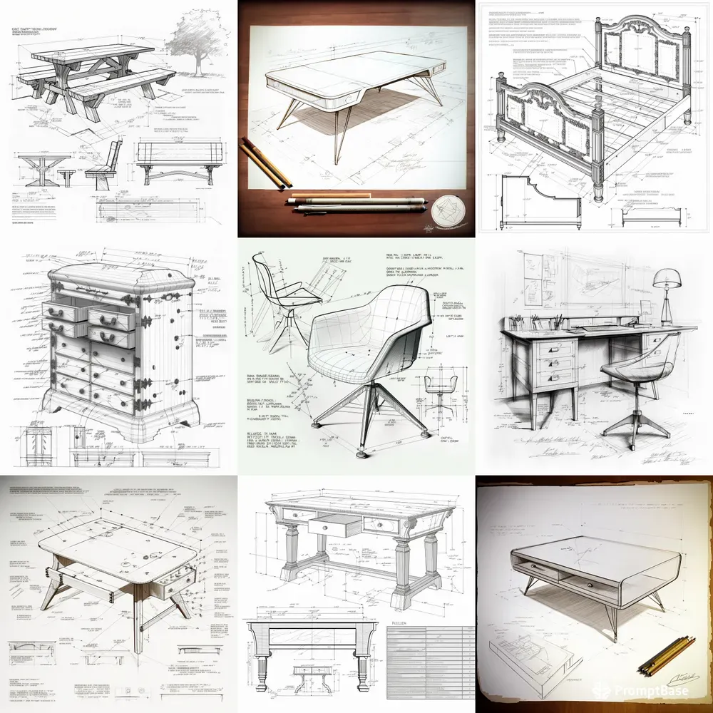 Furniture Technical Drawings Midjourney Prompt | PromptBase