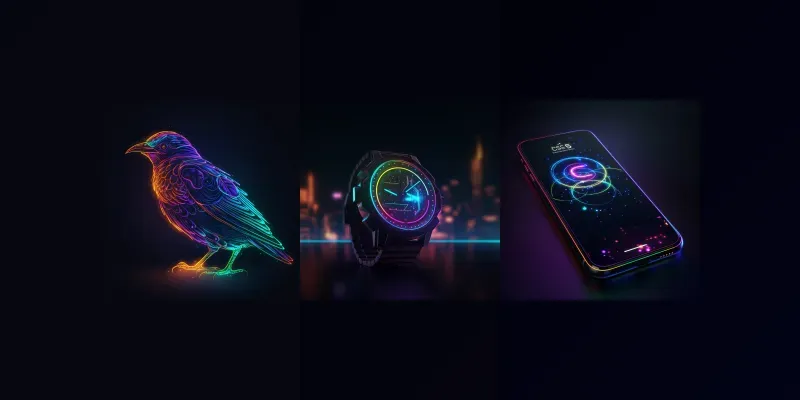 Multiform Neon Logos Midjourney Prompt | PromptBase