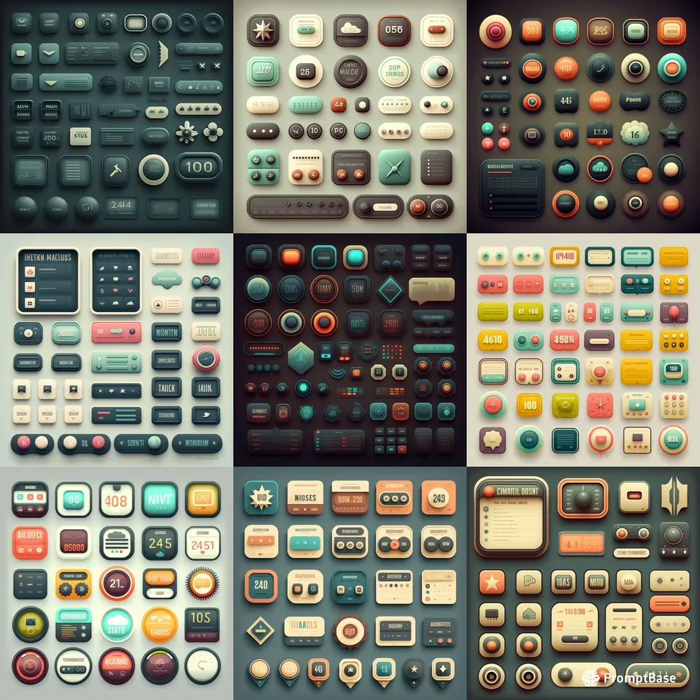 User Interface Elements Midjourney Prompt | PromptBase