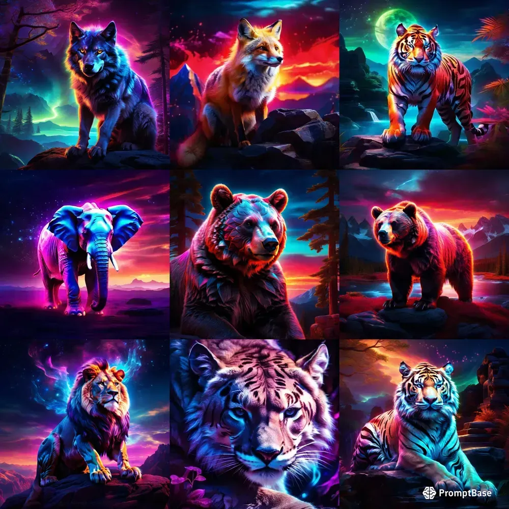 Astral Neon Animals Leonardo Ai Prompt | PromptBase