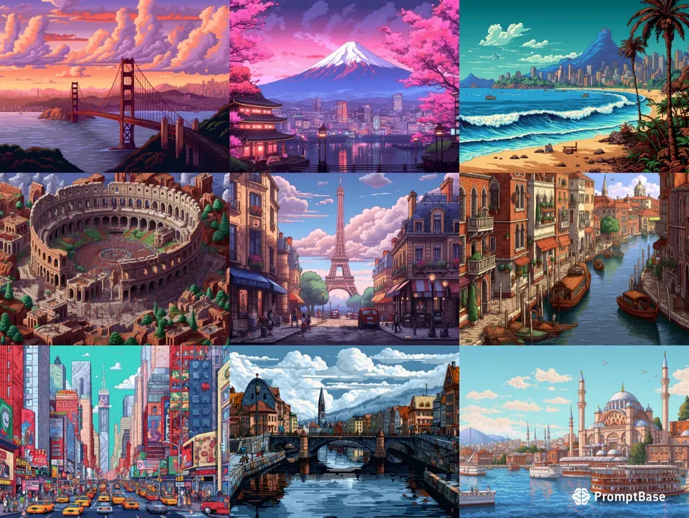 Pixel Art Cities Midjourney Prompt | PromptBase