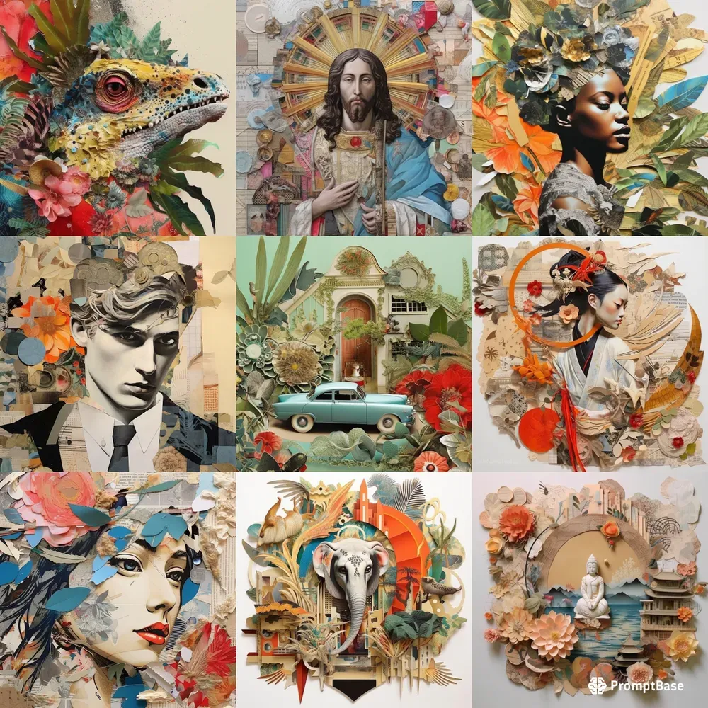 Paper Collages Midjourney Prompt | PromptBase