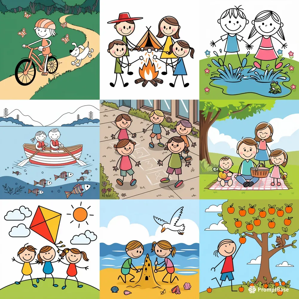 Stick Figure Playful Illustrations Ideogram Prompt | PromptBase