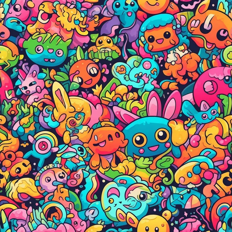 Seamless Trippy Pokemon Party Patterns Midjourney Prompt | PromptBase