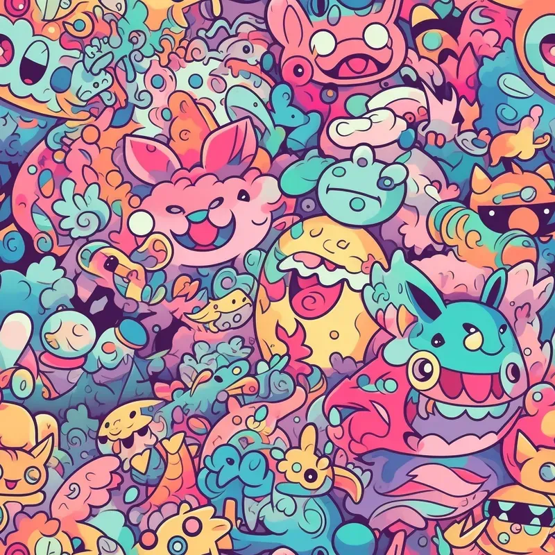 Seamless Trippy Pokemon Party Patterns Midjourney Prompt | PromptBase