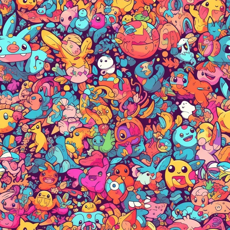 Seamless Trippy Pokemon Party Patterns Midjourney Prompt | PromptBase