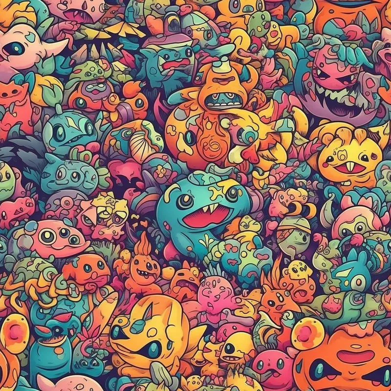Seamless Trippy Pokemon Party Patterns Midjourney Prompt | PromptBase