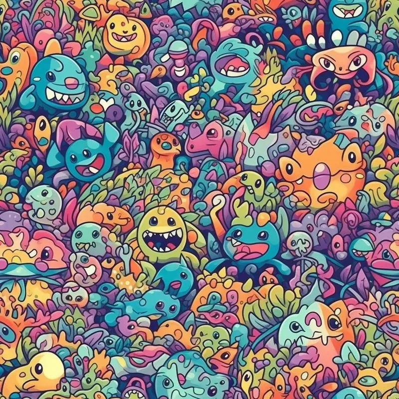 Seamless Trippy Pokemon Party Patterns Midjourney Prompt | PromptBase