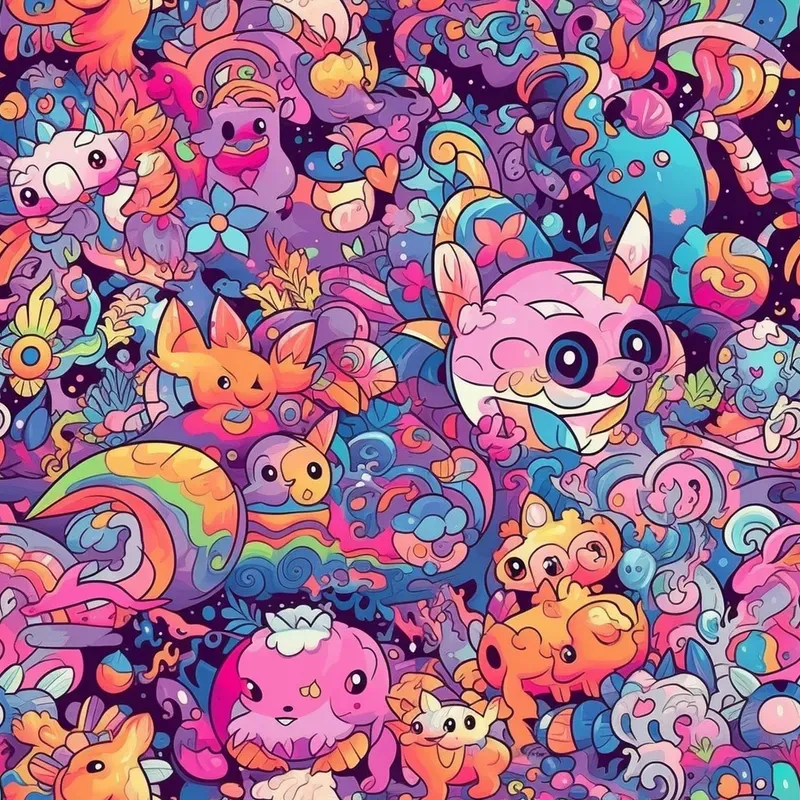 Seamless Trippy Pokemon Party Patterns Midjourney Prompt | PromptBase