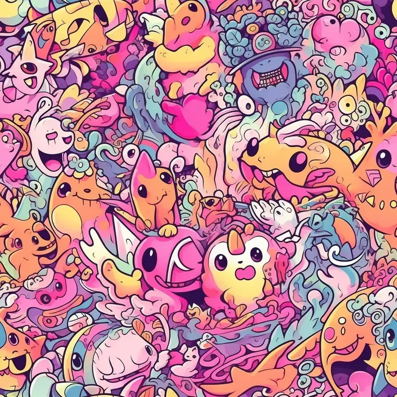 Seamless Trippy Pokemon Party Patterns Midjourney Prompt | PromptBase