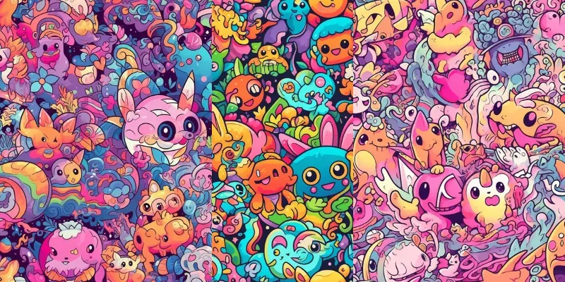 Seamless Trippy Pokemon Party Patterns Midjourney Prompt | PromptBase