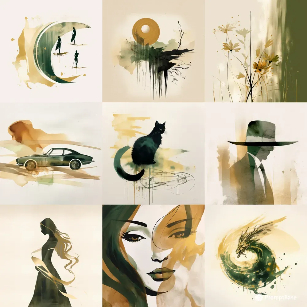 Expressive Minimalist Ink Art Midjourney Prompt | PromptBase