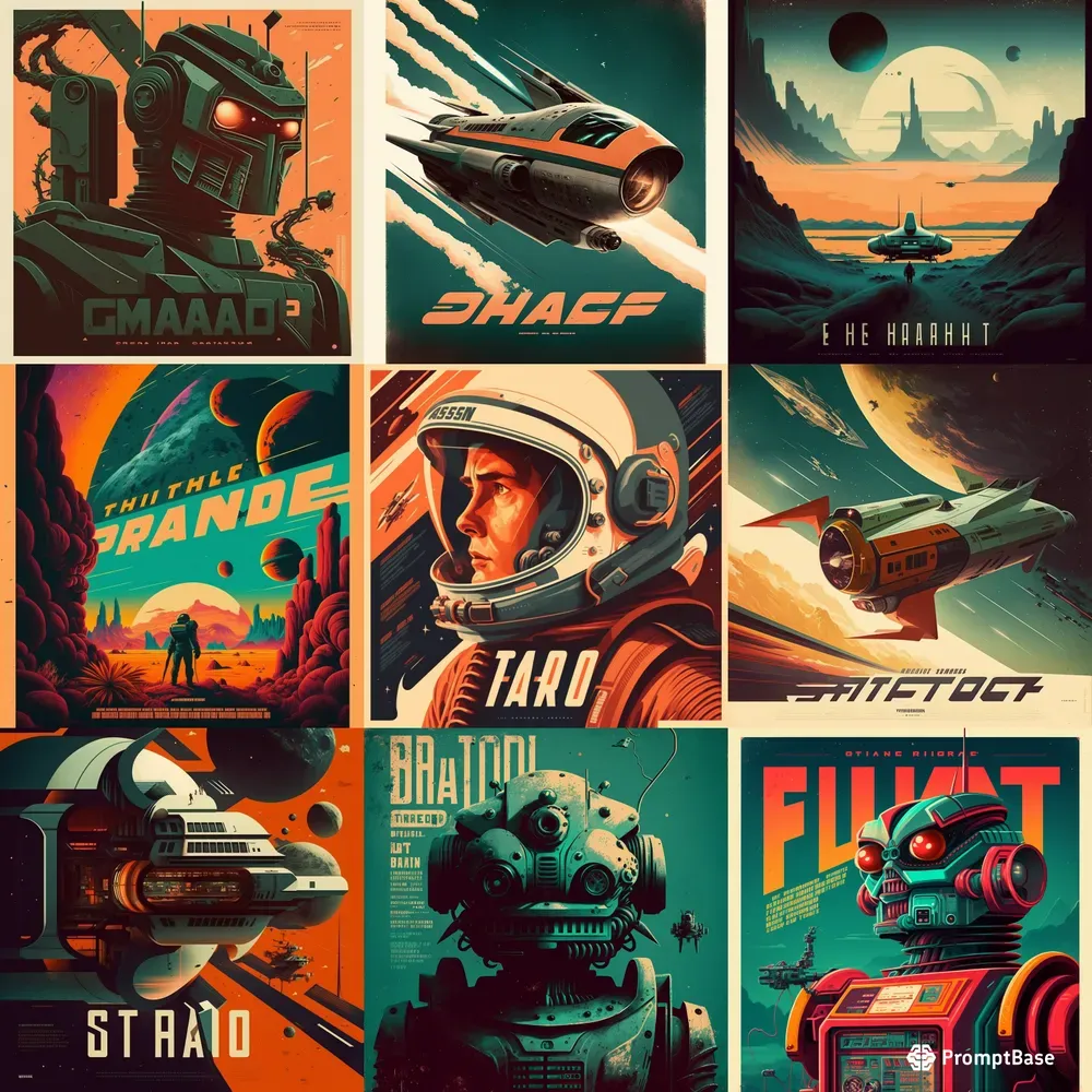 Retro Sci-fi Posters Midjourney Prompt | PromptBase