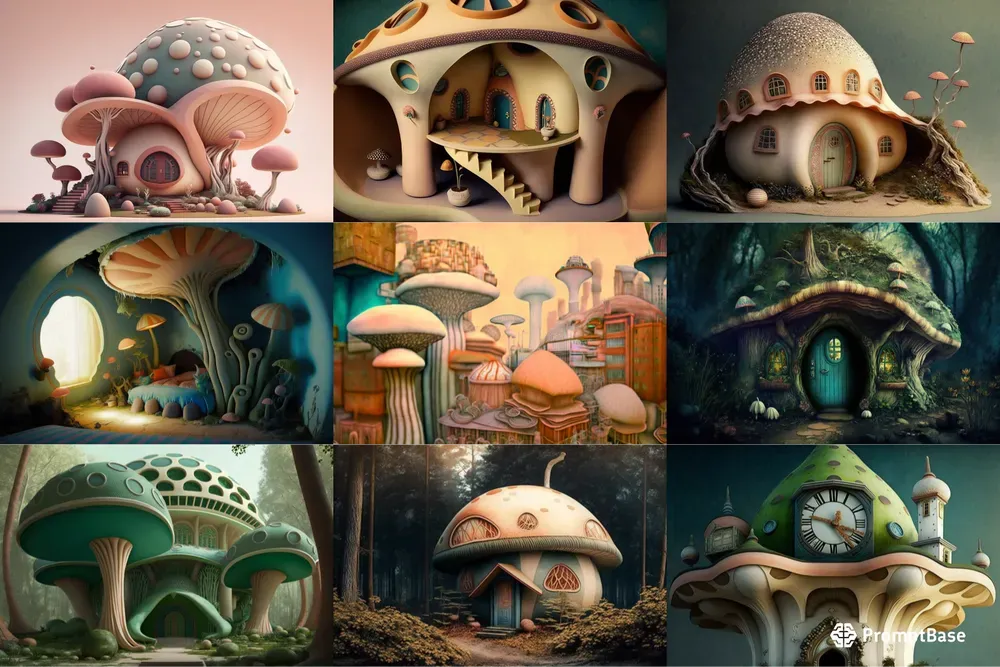 Mushroom Architectures Midjourney Prompt Promptbase