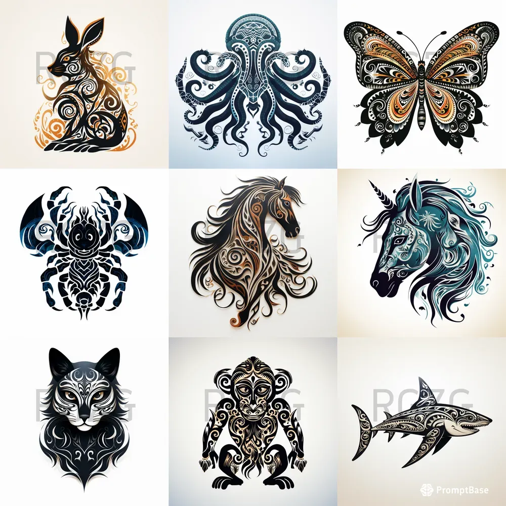 Tribal Design Animals Midjourney Prompt | PromptBase