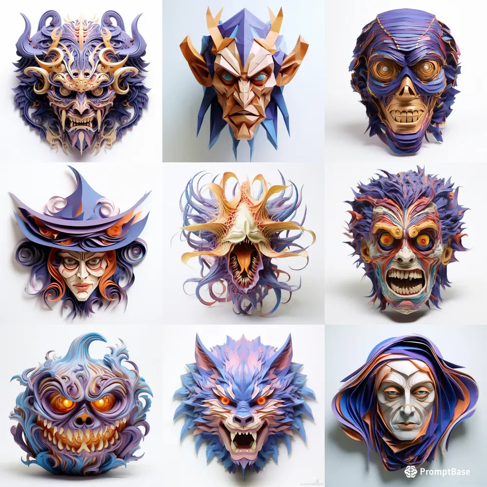 Faces In Paper Quilling Horror Characters Midjourney Prompt | PromptBase