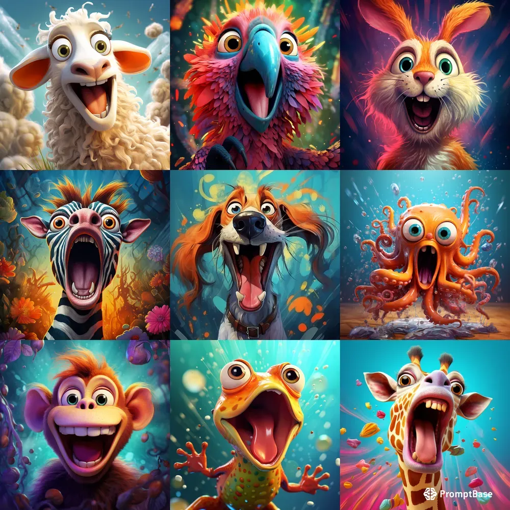 Surprised Cartoon Animals Midjourney Prompt | PromptBase