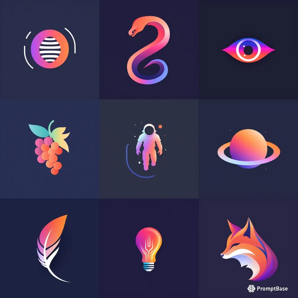 Modern Gradient Logos Midjourney Prompt | PromptBase