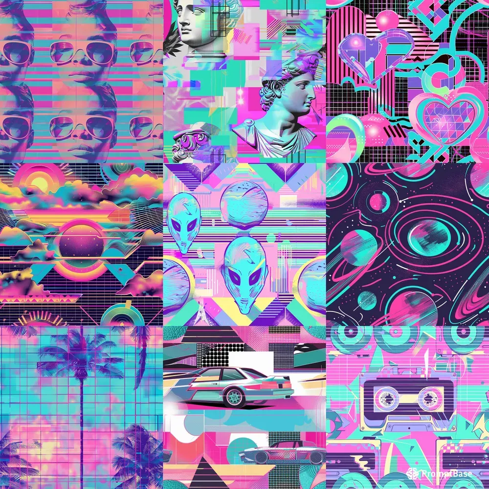 Vaporwave Patterns Midjourney Prompt | PromptBase