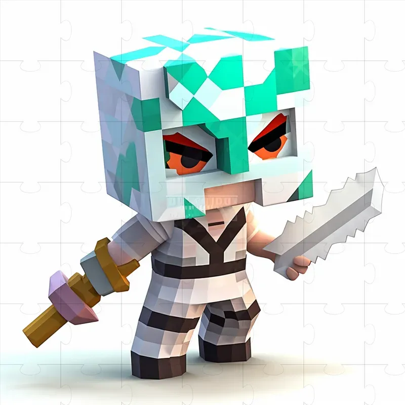 Chibi Characters Minecraft Style Midjourney Prompt | PromptBase