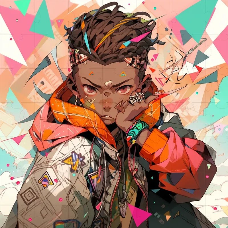 Abstract Anime Characters Posters Midjourney Prompt | PromptBase