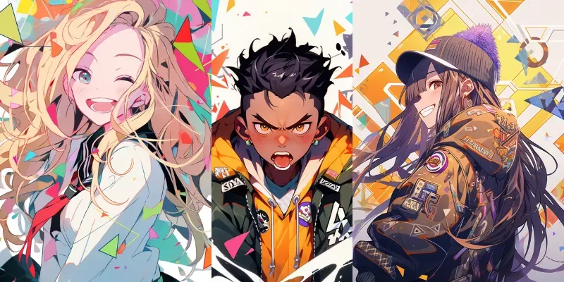 Abstract Anime Characters Posters Midjourney Prompt | PromptBase