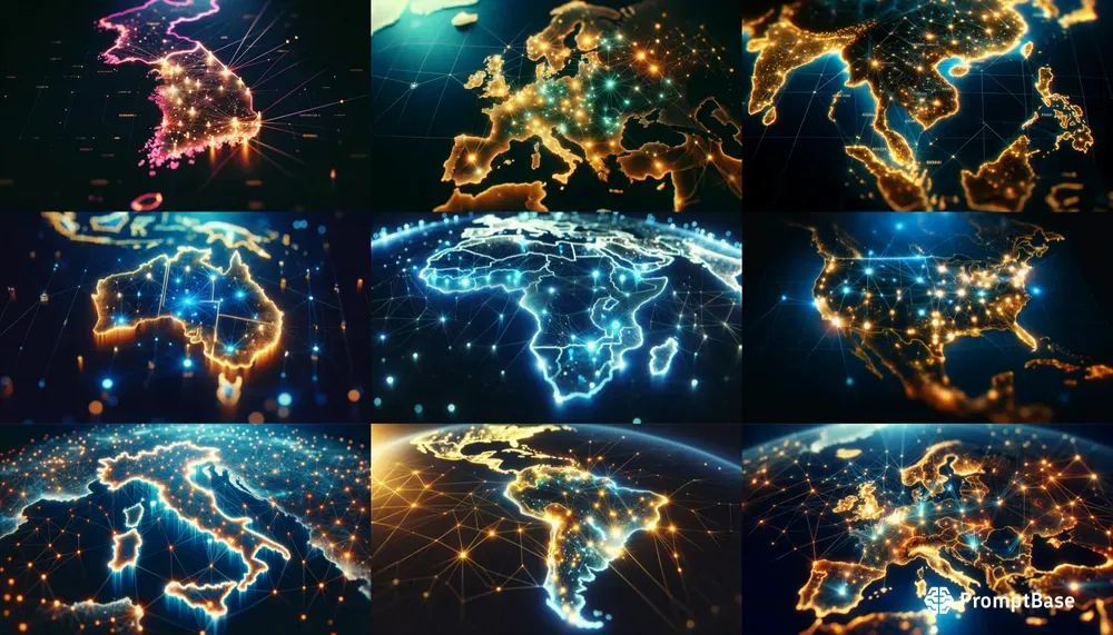 Glowing Digital Network Maps DALL·E Prompt | PromptBase