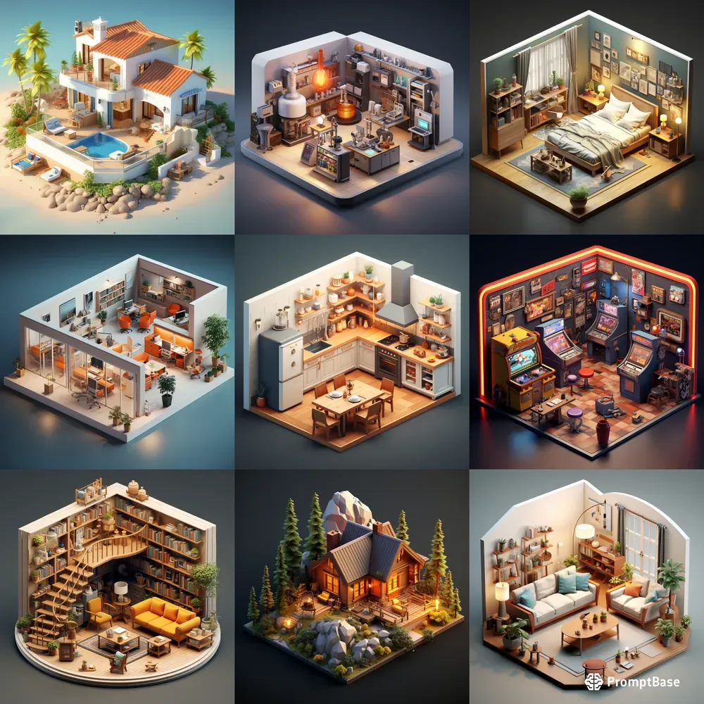 32bit Isometric Room Renders Midjourney Prompt | PromptBase