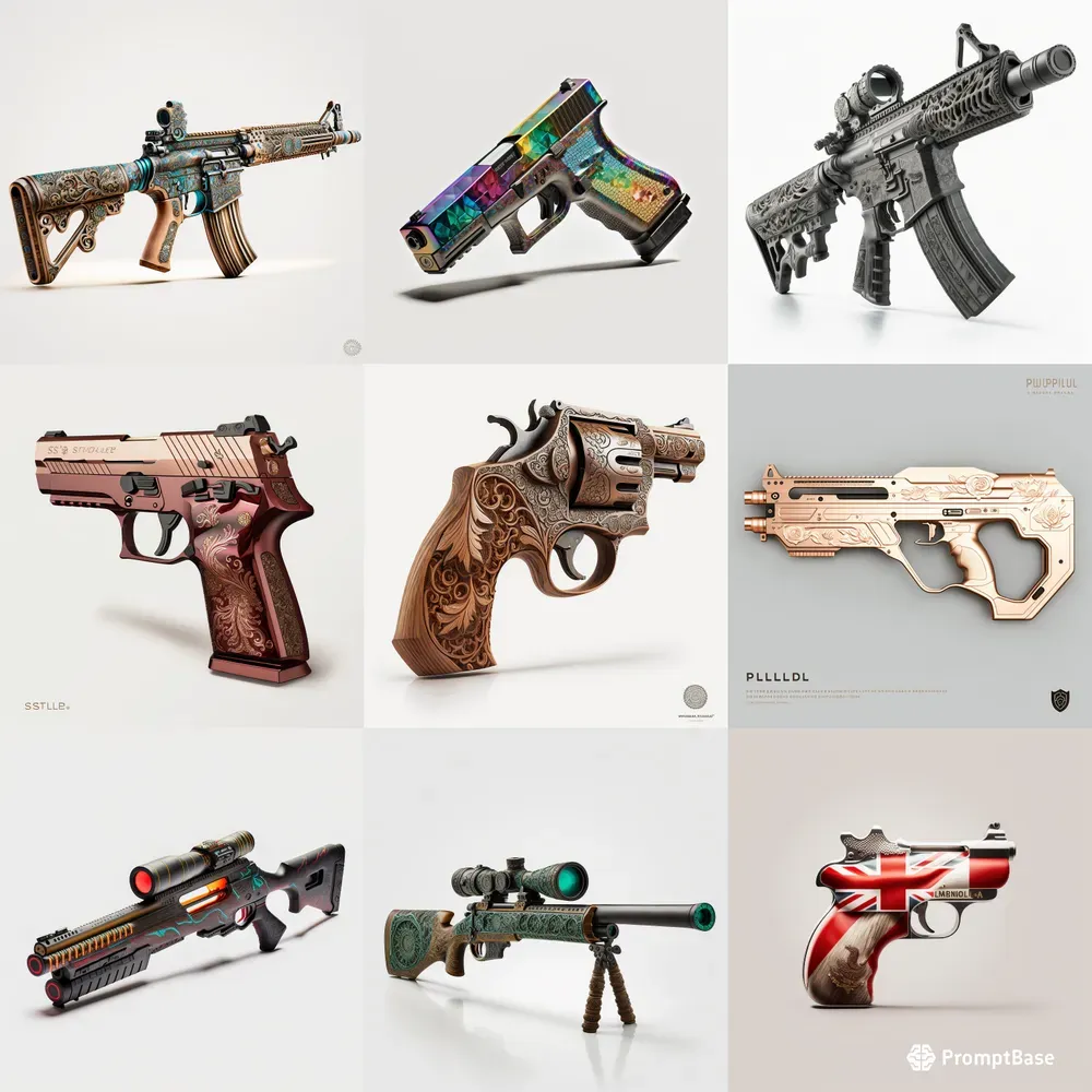 Custom Crafted Firearm Designs Midjourney Prompt | PromptBase