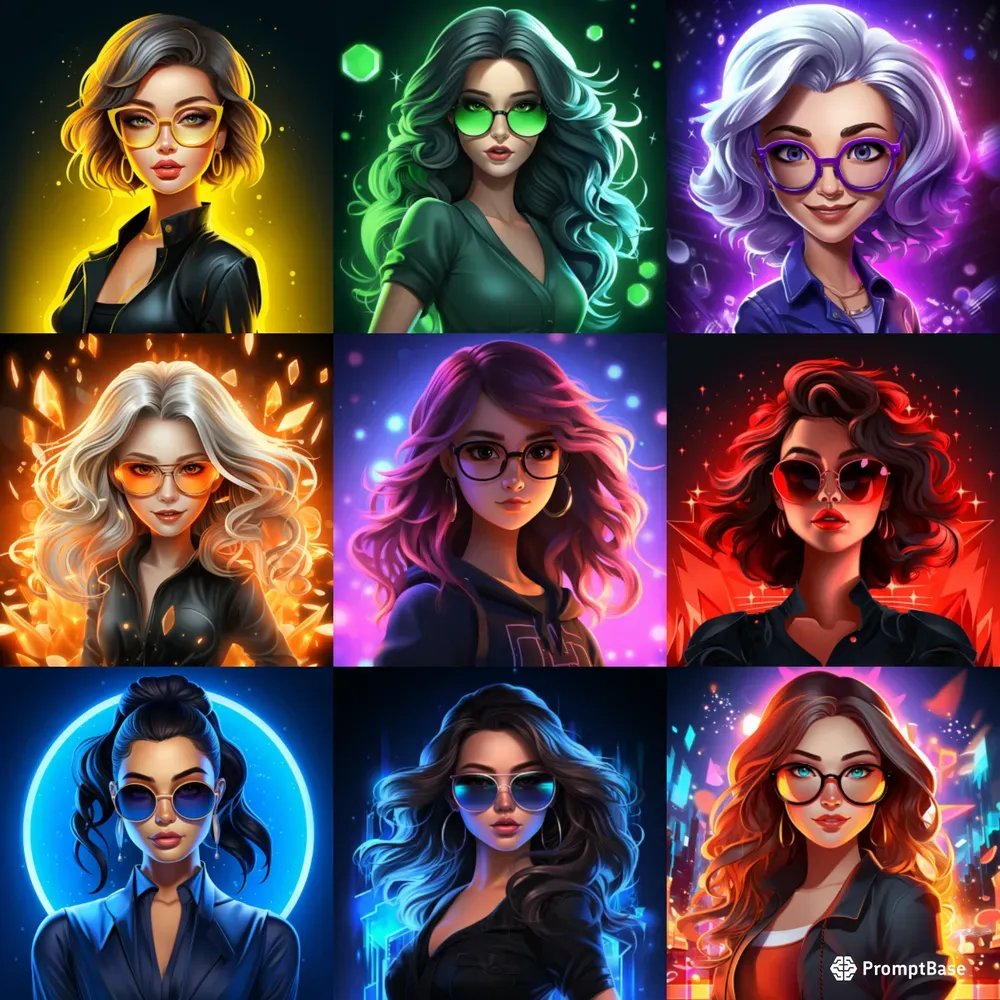 Classic Neon Avatars Midjourney Prompt | PromptBase