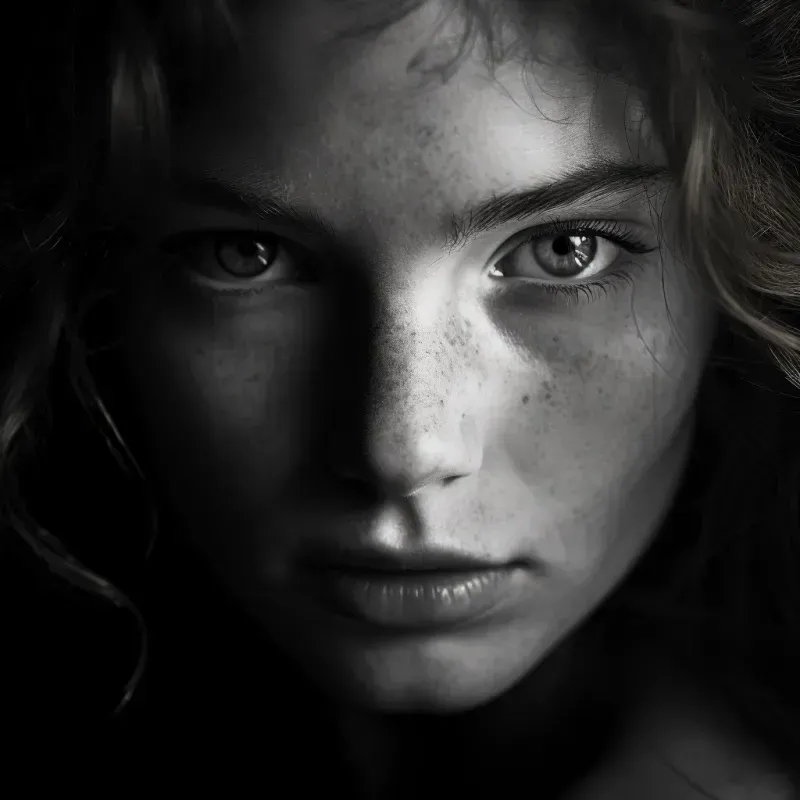 Monochrome Portrait Singular View Midjourney Prompt | PromptBase