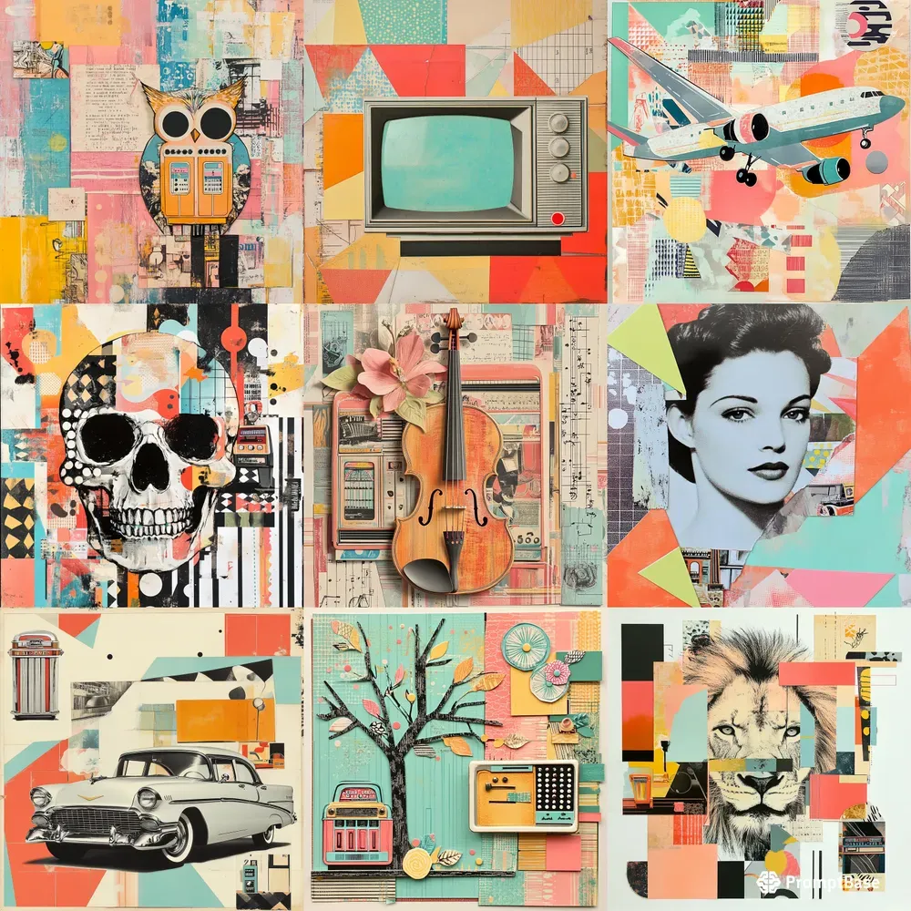 Retro Nostalgia Cubist Ephemera Of 1950s Midjourney Prompt | PromptBase