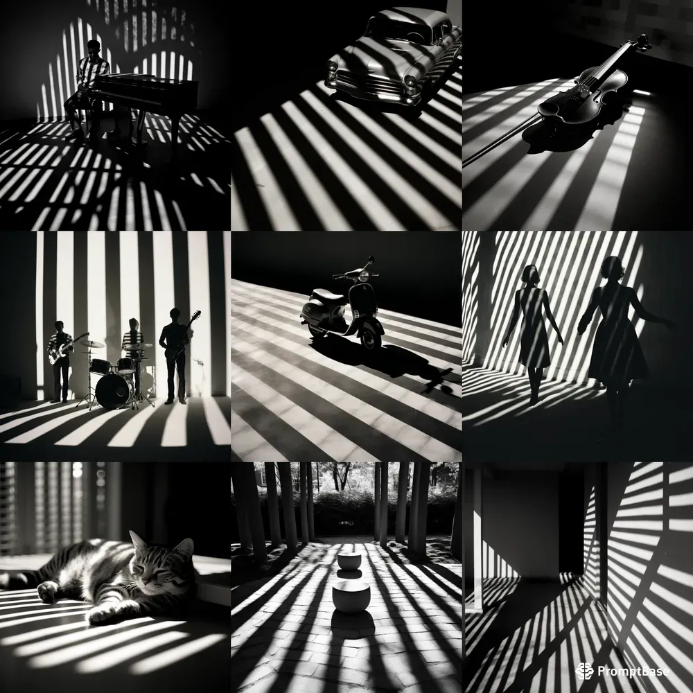 Black And White Shadow Photographs Midjourney Prompt | PromptBase