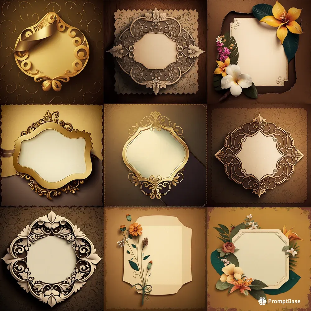 Vintage Style Decorated Paper Labels Midjourney Prompt | PromptBase