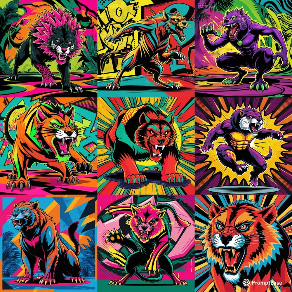 Bold Pop Art Wild Animal Prints Leonardo Ai Prompt | PromptBase