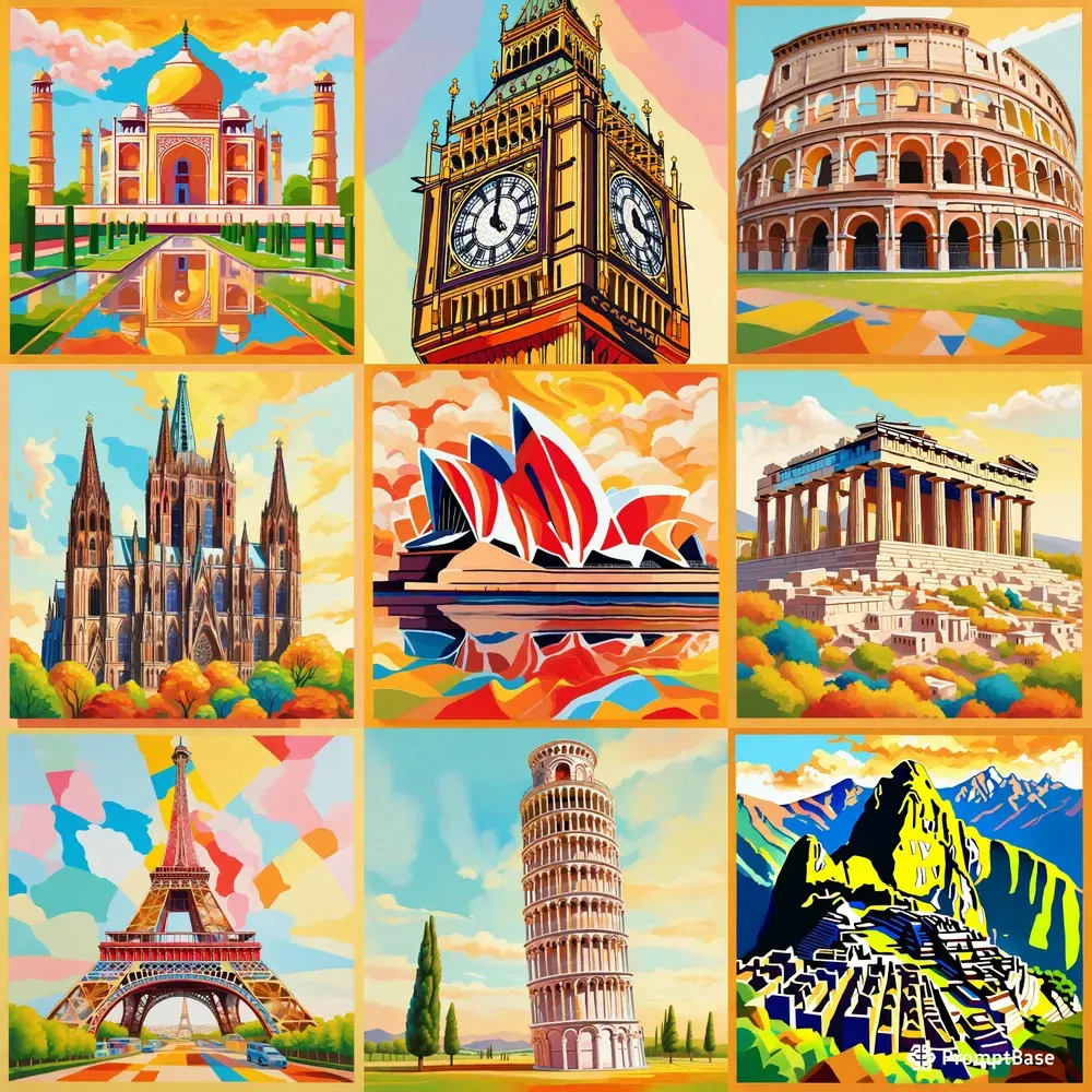 Landmark Acrylic Paints Stable Diffusion Prompt | PromptBase