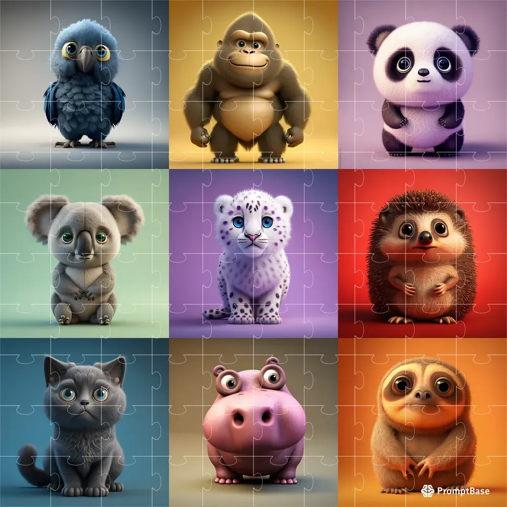 Cute Big Eyed Pixar Animal Characters Midjourney Prompt | PromptBase