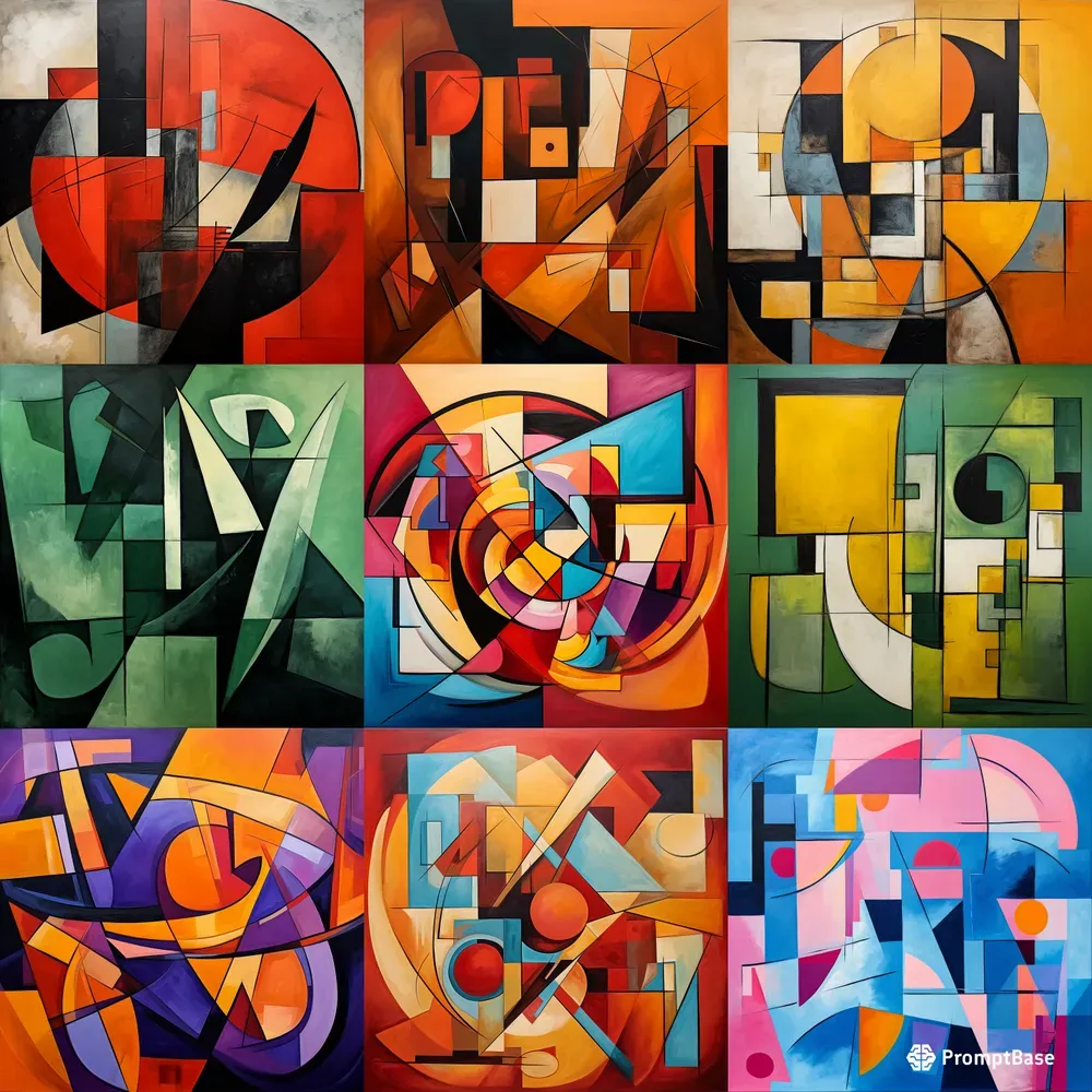 Abstract Cubism Geometric Oil Paintings Midjourney Prompt | PromptBase