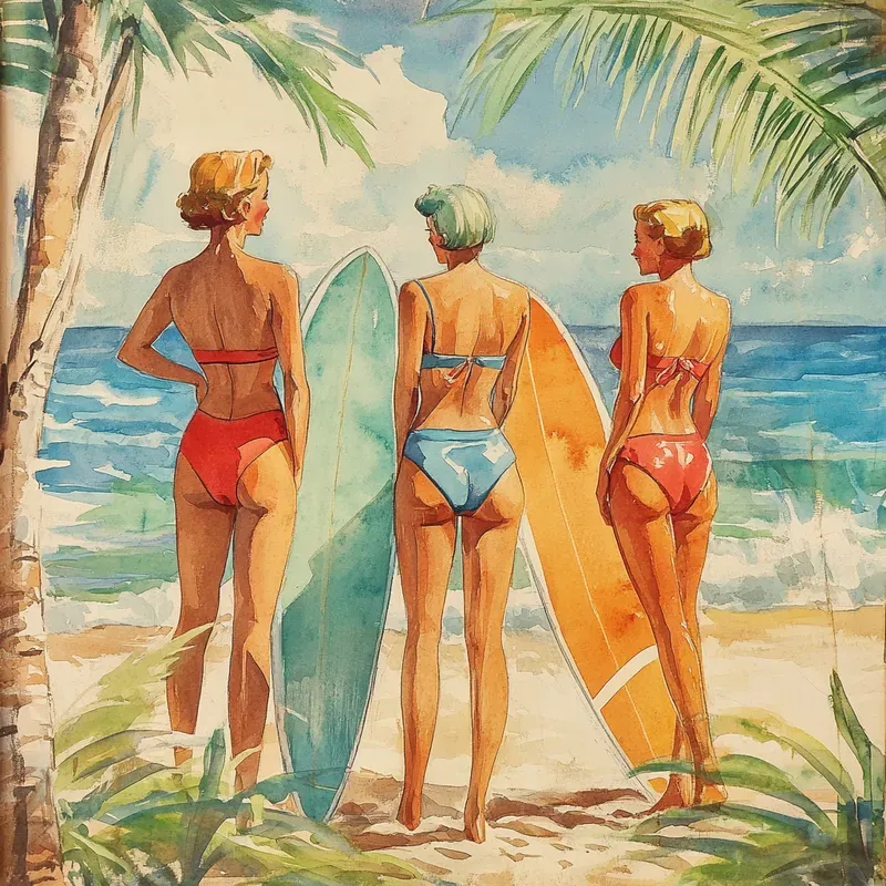 Vintage 1950s Watercolor Art Midjourney Prompt | PromptBase